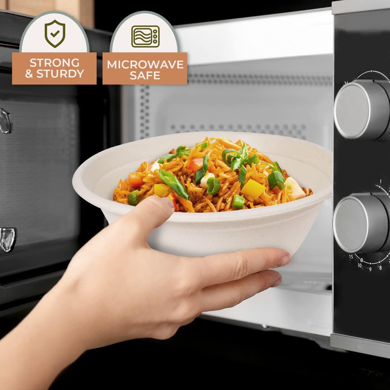 Wholesale 40 oz Disposable Eco Bowls Large 50 Pack Beige Supplier ...