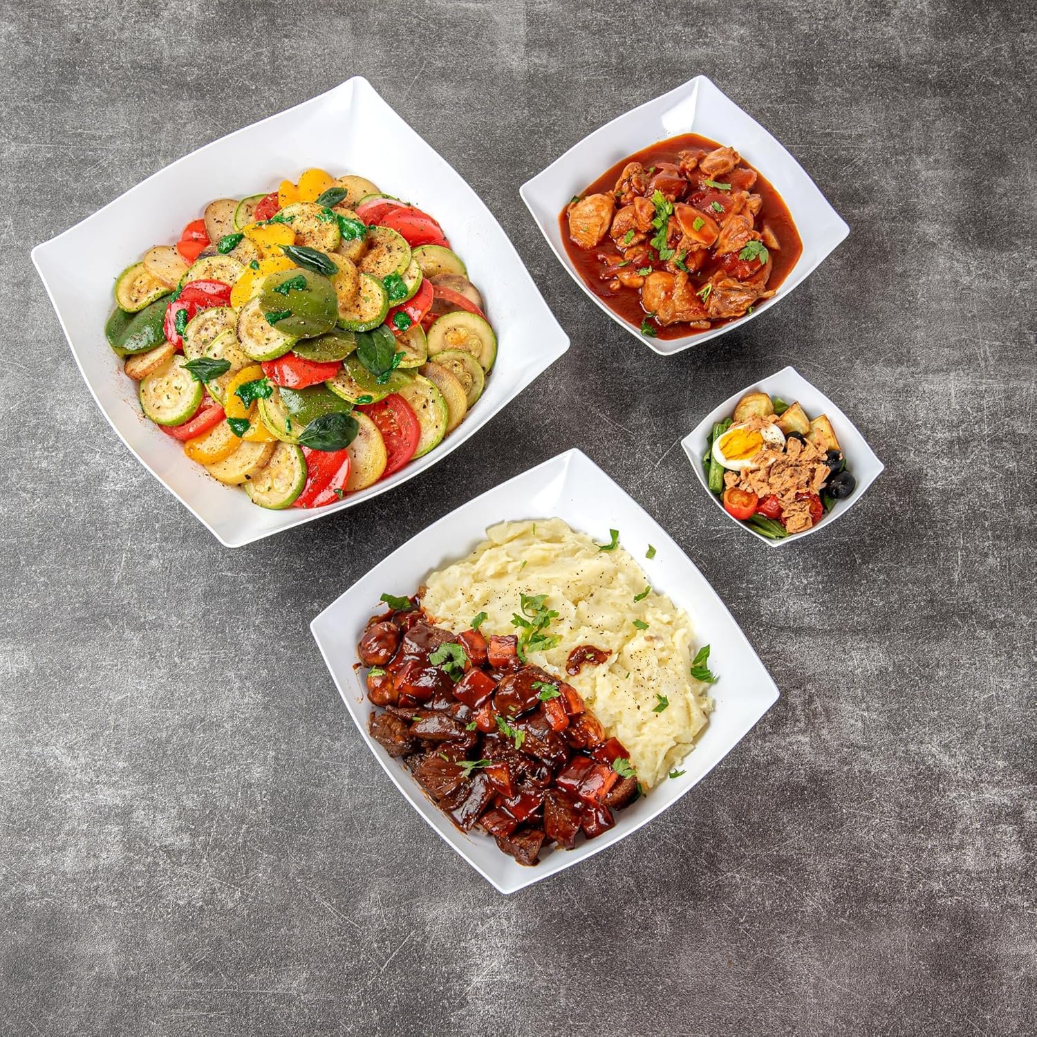 Wholesale 64 Ounce Square Disposable Plastic Salad Bowls Durable Heavy ...