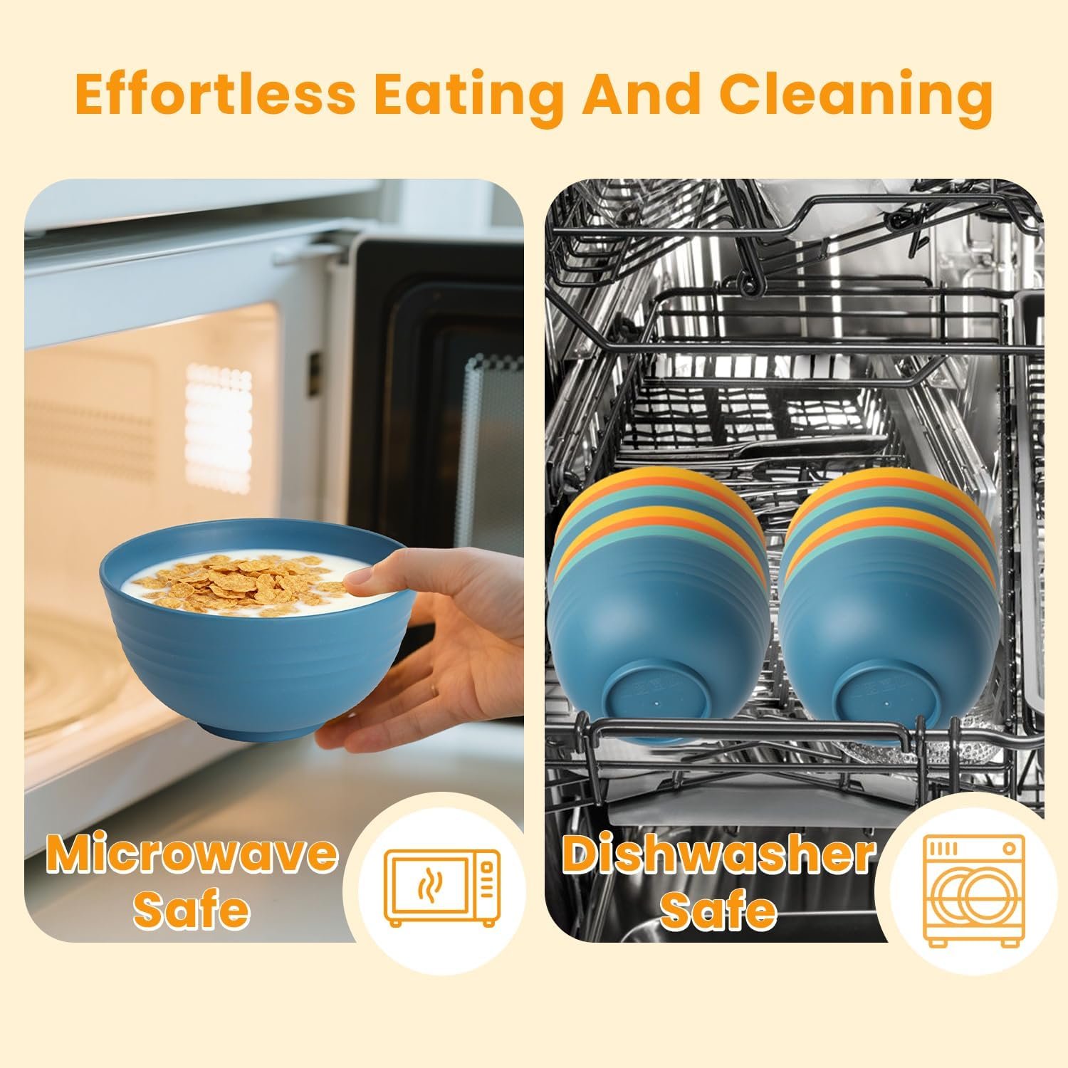 Wholesale Unbreakable Wheat Straw Cereal Bowls 8 PCS 26 OZ Microwave ...