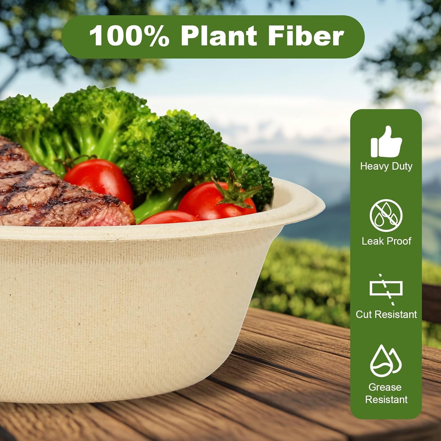 Wholesale 125 Pack 12 OZ Natural Compostable Disposable Soup Bowls Eco ...