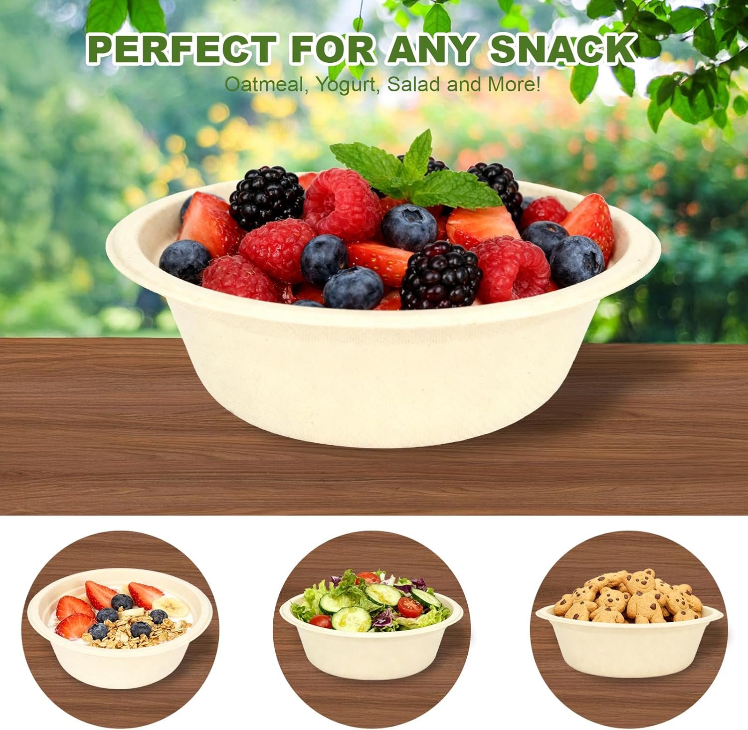 Wholesale 125 Pack 12 OZ Natural Compostable Disposable Soup Bowls Eco ...