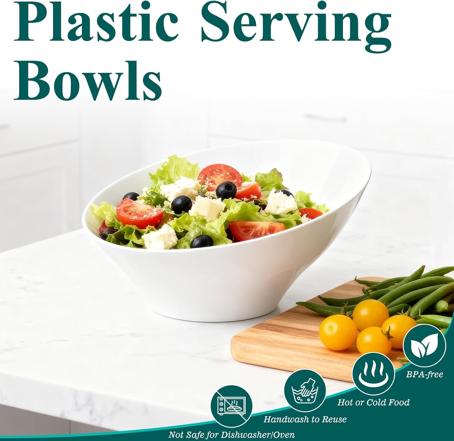 Wholesale 12 Pack 20oz White Plastic Disposable Party Bowls for Chips ...